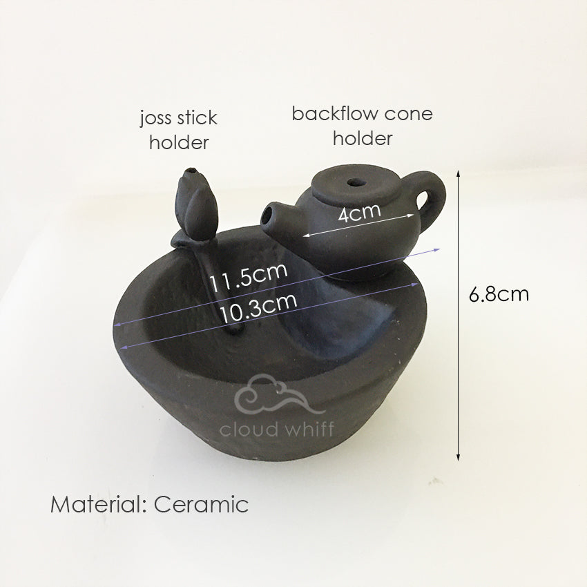Backflow Cone Burner + Incense Holder - Teapot design – Cloudwhiff